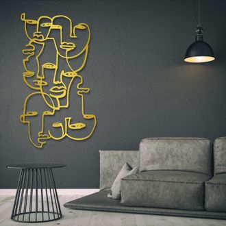 Generic Schwarze abstrakte Metallgesichter als Wandkunst, Metall-Linienkunst, Wanddekoration f&uuml;r Kunstliebhaber, abstrakte Gesichter, Moderne Skulptur f&uuml;r Woh