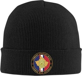 Generic Bonnet en Tricot Commandant Major V&eacute;t&eacute;ran De Guerre Unisexe Casquette De Cr&acirc;ne &Agrave; Revers Extensible Bonnet Thermo pour lescalade Shopping Sport