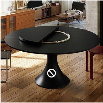 Generic Runde, klappbare Tischplattenverl&auml;ngerung aus Holz, 4-Fach faltbar, tragbare Tischplatte ohne Beine for Essen, for Partys oder Kartenspiele(Black,1.4m