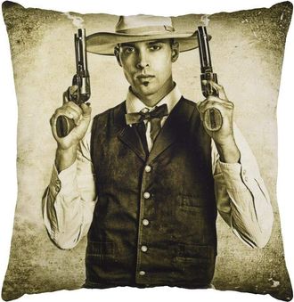 Pad concept - Cowboy Kissen 45x45 cm Zierkissenbezug mit Wild West Motiv