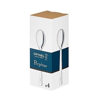 Opinel Opinel Schachtel mit vier Teelöffeln Perpétue aus Edelstahl, leicht zu reinigen, praktisch, 254618, Silber