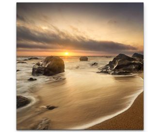 Paul Sinus Art Leinwandbilder | Bilder Leinwand 60x60cm ruhiges Meer am Abend, beim Sonnenuntergang