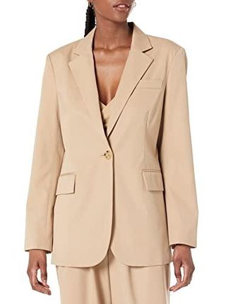 The Drop Ramona Loose Fit Relaxed Blazer, Gris Pierre, M