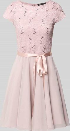 Swing Cocktailkleid mit Spitzenbesatz und Bindeg&uuml;rtel