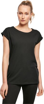 Build Your Brand Damen Ladies Organic Extended Shoulder Tee T Shirt, Schwarz, 5XL EU