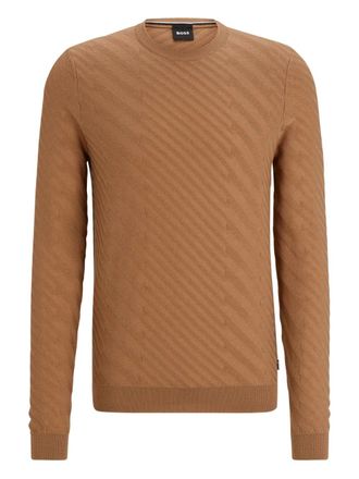 BOSS pull à motif diagonal - Marron