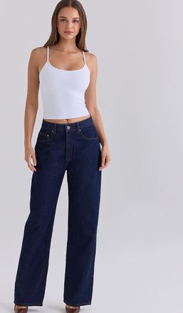House of CB The Slim - Jean droit coupe boyfriend - Bleu fonc&eacute; d&eacute;lav&eacute;