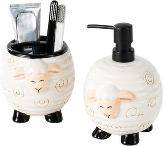 Generic Satz von Bad-Accessoires,2 Teile Keramik Organizer - Organizer F&uuml;r Badezimmertisch - F&uuml;r Familie Organisation T&auml;gliche Hygiene K&uuml;chenw&auml;sche Wohnung