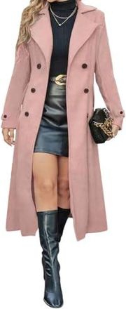 Onsoyours Femme Manteaux Trench Coat &Eacute;l&eacute;gant Manches Longues Revers Blouson en Laine Chaud Jacke Parka Outwear avec Boutons Coupe-Vent Cardigan Long Hiver Veste