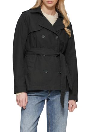 QS by s.Oliver Kurzer Trenchcoat aus Baumwolle mit G&uuml;rtel