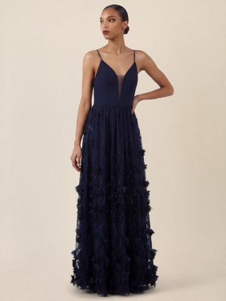 Apart Abendkleid mit 3D-Bl&uuml;ten und T&uuml;llrock