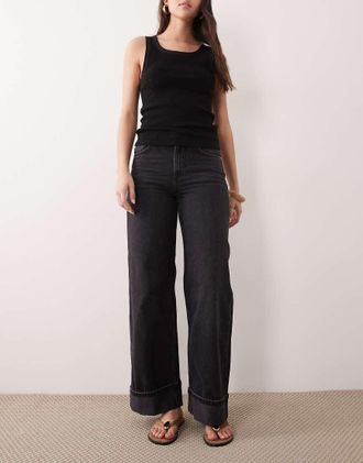 Supr&eacute; Supr&eacute; - Weite Jeans in schwarzer Rinse-Waschung mit hohem Bund