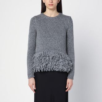 Stella McCartney Grey wool sweater with feather insert