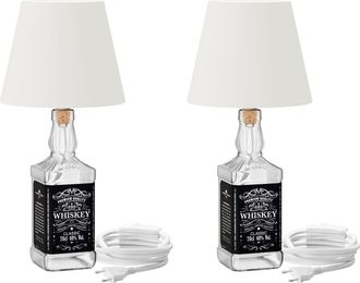 LEDs Com 2 Stück Tischlampe FLAKO, Textilkabel weiß, Lampenschirm weiß, inkl. 3-Stufen E27 LED Lampe