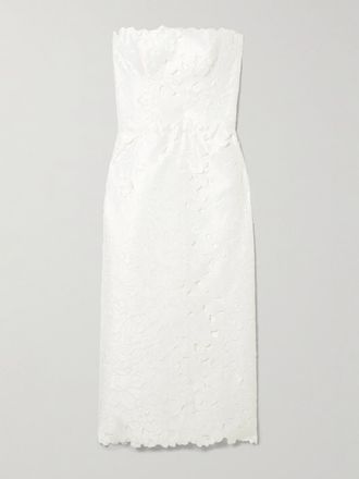 Costarellos Astelle Tr&auml;gerloses Midikleid Aus Guipure-spitze - Wei&szlig;