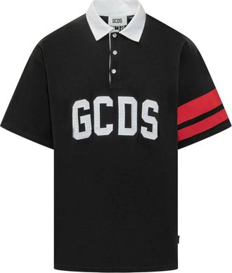 GCDS Gcds, Homme, Tops, Noir, Taille: L Polo Ray&eacute; Logo