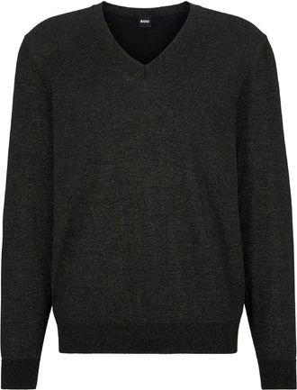 HUGO BOSS Sweatshirt f&uuml;r Herren, V-Ausschnitt, Regul&auml;r, Lang&auml;rmlig (Schwarz)