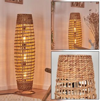HOFSTEIN Stehleuchte Cardeira, Stehlampe im skandinavischen Design, Boho-Style mit Schirm aus Bast in Natur und Lichteffekt, E27, H&ouml;he 111 cm, Fu&szlig;schalter - Wo