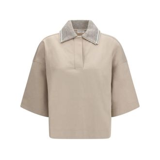 Brunello Cucinelli Cotton Polo Shirt - - Tops - Damen - Beige - M
