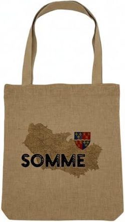 Fabulous Sac Shopping Tote Bag Aspect Lin - Somme 80 D&eacute;partement Amiens Carte Ancienne - Sac de Courses Toile Epaisse 360g Beige Naturel Cabas Port&eacute; Epaule Sol