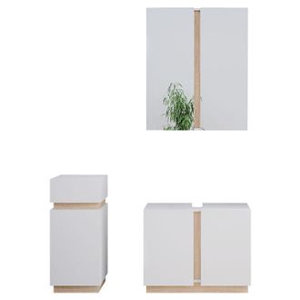 Vicco Ensemble de meubles de salle de bain Gloria, Blanc, 3 pi&egrave;ces, avec armoire centrale