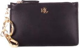 Ralph Lauren Femme, Accessoires, Noir, Taille: ONE Size Porte-cartes zipp&eacute; en cuir