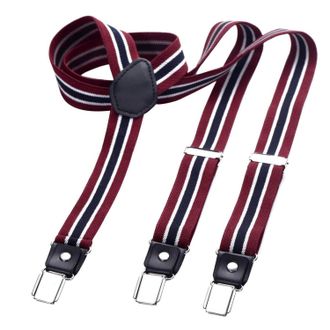 DonDon Hosenträger Herren gestreift rot schwarz weiß 2,5 cm - Extra starke Clips für Anzug - Hosenträger Herren extra stark - Ideal für Männer oder Damen Roc