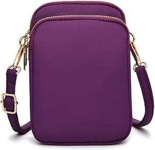 Generic Sac &agrave; bandouli&egrave;re pour t&eacute;l&eacute;phone portable, tissu Oxford imperm&eacute;able, mini sac &agrave; bandouli&egrave;re avec sangle r&eacute;glable, 17 x 11 x 5 cm, violet, 28 X 12 X 9 
