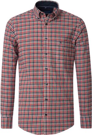 Casamoda Casa Moda Mens Comfort Fit Shirt Tangerine Tango/Green Check XL