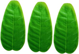 Garneck 5 Stück Teiliges Künstliches Bananenblatt Tischset Grüne Tropische Platzdeckchen aus Stoff für Hawaii Luau Party Dschungel Tischdekoration und Raumges