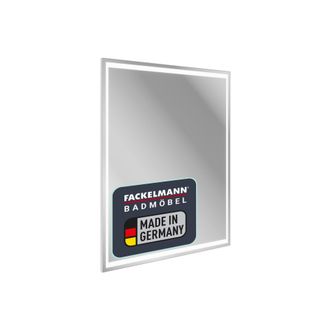 Fackelmann B.Paris LED-Spiegel - Moderner Wandspiegel mit neutralwei&szlig;er LED-Beleuchtung, 71 x 91 cm, flexibel montierbar, silberner Rahmen - Made in Germany