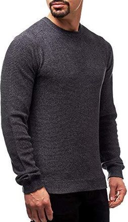JEFF Hommes Crespo Knit Sweater | Pull en Coton Fine Maille Black XXL