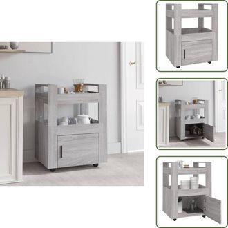 vidaXL K&uuml;chenwagen mit Fach - vidaXL K&uuml;chenwagen Grau Sonoma 60x45x80 cm Holzwerkstoff - K&uuml;chenwagen mit Rollen