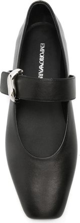 Emporio Armani Leather Touch-Strap Flat - Black