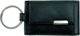 Alassio Alassio Mini Geldbörse aus feinem Nappaleder, kleines Portemonnaie mit Metallemblem und Schlüsselring Münzbörse, 8 cm, Schwarz