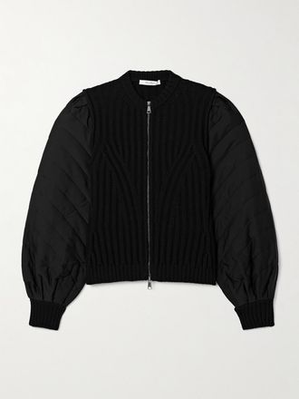 Max Mara Torre Jacke Aus Gerippter Wolle Und Wattierter, Gesteppter Seide - Schwarz