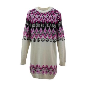 Moschino Wei&szlig;es Bedrucktes Jerseykleid - - Knitwear - Damen - Wei&szlig; - S