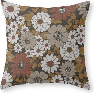 Generic Dekorative Kissenbezug Braun-Orange Und Retro-Blumenmuster Zierkissenbez&uuml;ge Gem&uuml;tliche Kissen Fall F&uuml;r Schlafzimmer Cafe Wohnzimmer 45X45Cm