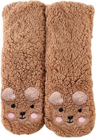 BESPORTBLE ORFOFE Chaussettes DHiver Antid&eacute;rapantes en Polaire &Eacute;paisse Mi-Mollet pour Femme Chaussettes Tricot&eacute;es Chaudes de No&euml;l Confortables et Isolantes Coule