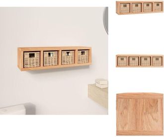 vidaXL Wandregal mit Körben 62x18x16 cm Massivholz Nussbaum - Holz Regal - Wandregal - Nussbaum Regal - Nussbaum Möbel - Wohnraum Dekoration