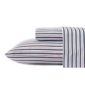 Nautica Bettlaken-Set für Doppelbett, Tiefe Taschen, Spannbetttuch und Kissenbezug, lässige Heimdekoration (Aevery Stripe Navy, Twin/Twin XL)