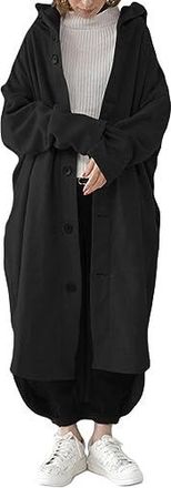 ORANDESIGNE Manteau Long à Capuche Femme Zipper Cardigan Long Couleur Unie Veste Chic Mode Oversize Trench Coat Zippé Épais Hoodie Sport Manche Longue Zip Up Coup