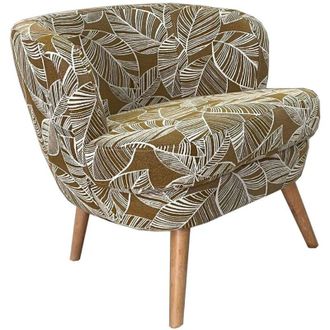 Hellin Hellin - Fauteuil r&eacute;tro en tissu jacquard motifs floraux - dagobert