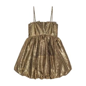 Ganni Goldenes Minikleid mit Schleifendetails - - Dresses - Damen - Gelb - S