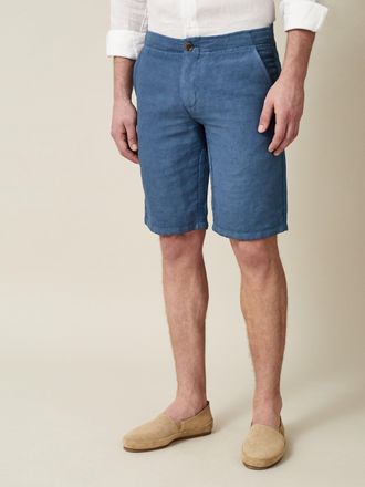Luca Faloni Panarea-Shorts in Capriblau aus Leinen-Baumwolle f&uuml;r Herren