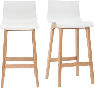 Miliboo Design-Barhocker Holz und Wei&szlig; 75 cm 2 Stck. NEW SURF