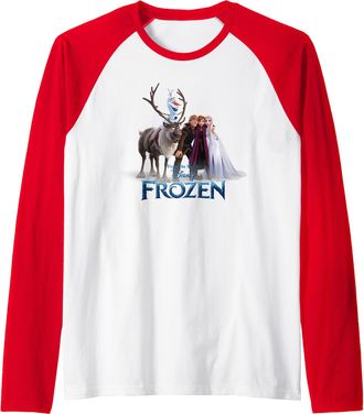 Disney Frozen Group Photo With Elsa, Anna, Kristoff, Sven And Olaf Raglan