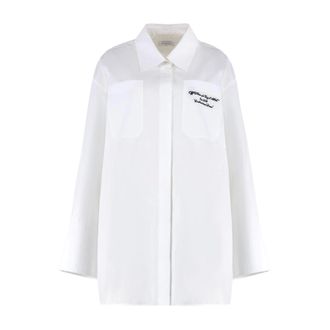 Off-white Robe Chemise en Coton Popeline - Femme - Blouses et Chemises - Blanc - Taille: 40 FR
