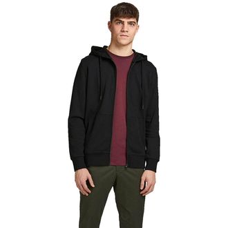 Jack & Jones Herren Basic Reißverschluss Baumwoll Hoodie - Schwarz - XXL
