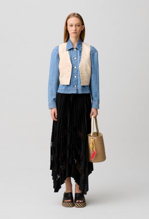 Claudie Pierlot Jupe satin dentelle pliss&eacute;e